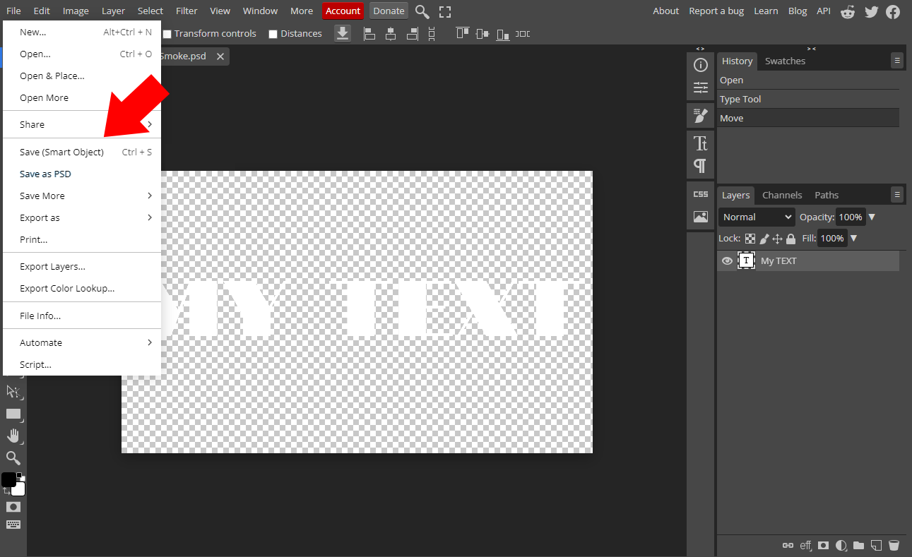 How do I edit a text effect with Photopea and TextStudio?