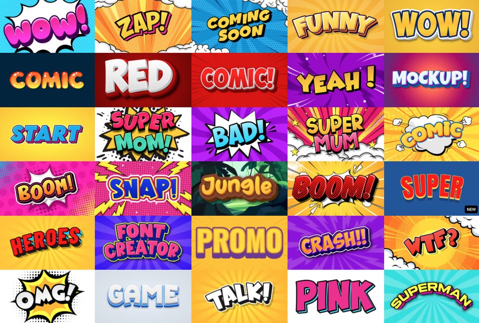 Comic Fonts and Cartoon Text Effects for Fun and Bold Designs